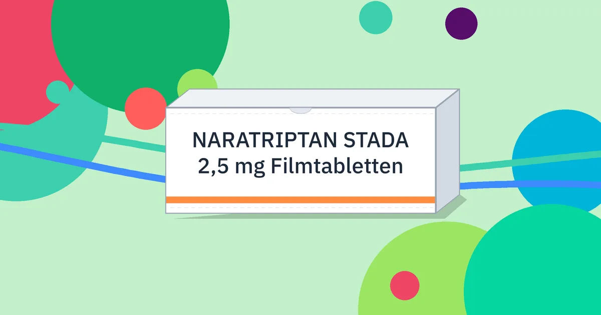 Symbolbild: Packung mit der Aufschrift NARATRIPTAN STADA 2,5 mg Filmtabletten (PZN 09391918) – Verfügbarkeit und Bezug in Apotheken in Frankfurt am Main