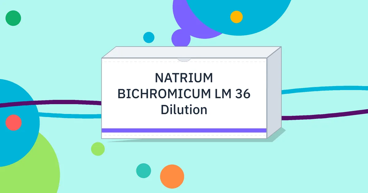 Symbolbild: Packung mit der Aufschrift NATRIUM BICHROMICUM LM 36 Dilution (PZN 12960998) – Verfügbarkeit und Bezug in Apotheken in Frankfurt am Main