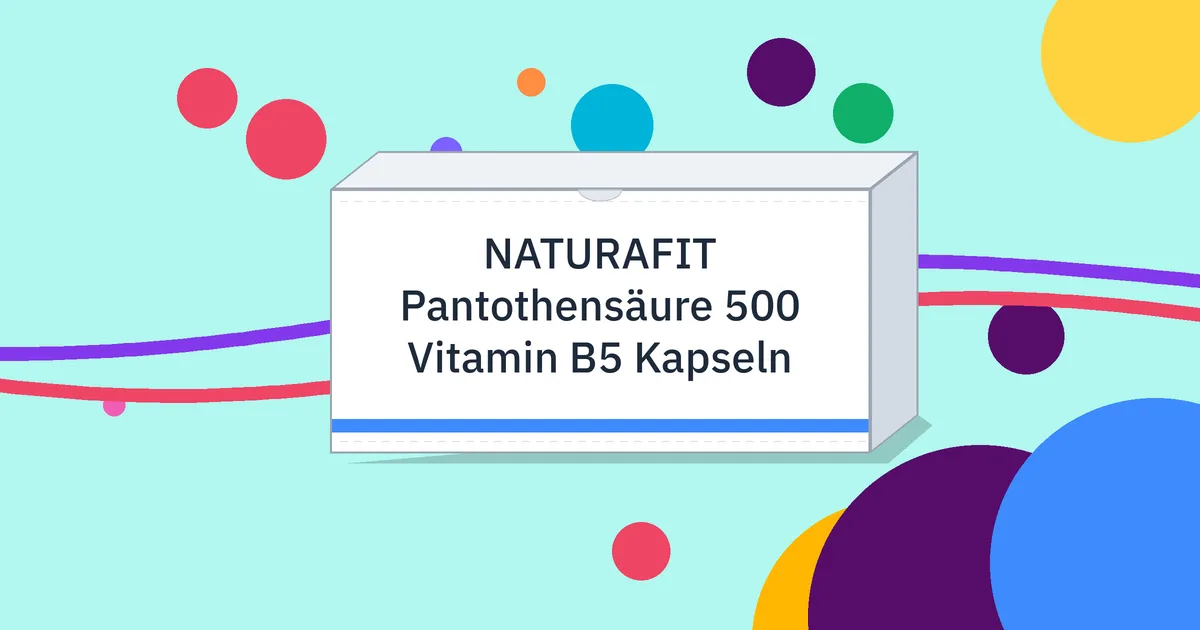 Symbolbild: Packung mit der Aufschrift NATURAFIT Pantothensäure 500 Vitamin B5 Kapseln (PZN 13704783) – Verfügbarkeit und Bezug in Apotheken in Frankfurt am Main