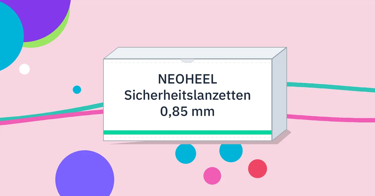 Symbolbild: Packung mit der Aufschrift NEOHEEL Sicherheitslanzetten 0,85 mm (PZN 19064988) – Verfügbarkeit und Bezug in Apotheken in Frankfurt am Main