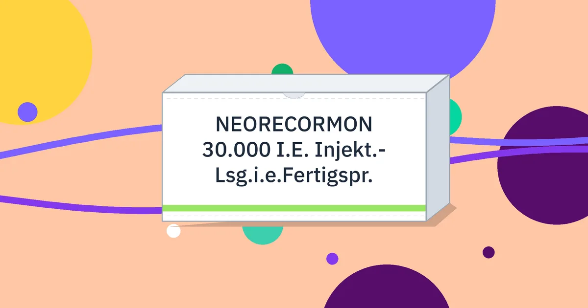 Symbolbild: Packung mit der Aufschrift NEORECORMON 30.000 I.E. Injekt.-Lsg.i.e.Fertigspr. (PZN 17371901) – Verfügbarkeit und Bezug in Apotheken in Frankfurt am Main