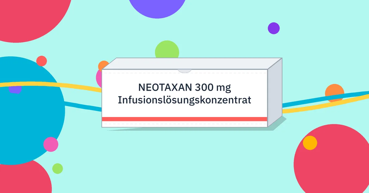 Symbolbild: Packung mit der Aufschrift NEOTAXAN 300 mg Infusionslösungskonzentrat (PZN 03063188) – Verfügbarkeit und Bezug in Apotheken in Frankfurt am Main