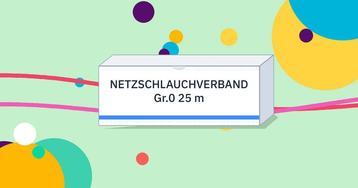 Symbolbild: Packung mit der Aufschrift NETZSCHLAUCHVERBAND Gr.0 25 m (PZN 01960682) – Verfügbarkeit und Bezug in Apotheken in Frankfurt am Main