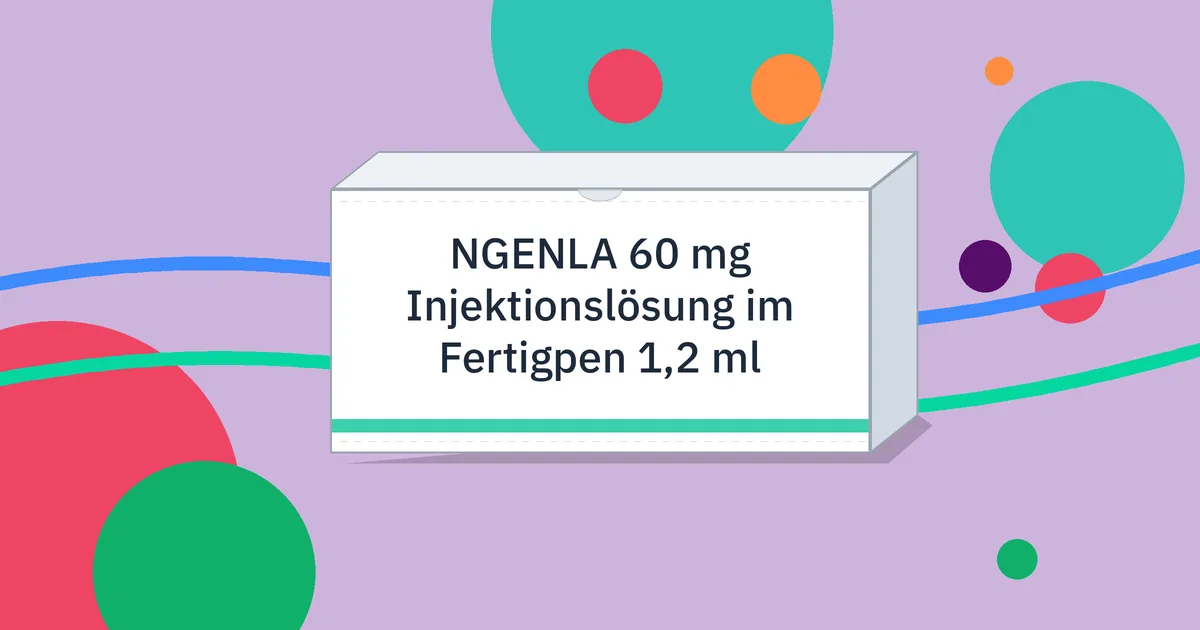 Symbolbild: Packung mit der Aufschrift NGENLA 60 mg Injektionslösung im Fertigpen 1,2 ml (PZN 19818507) – Verfügbarkeit und Bezug in Apotheken in Frankfurt am Main