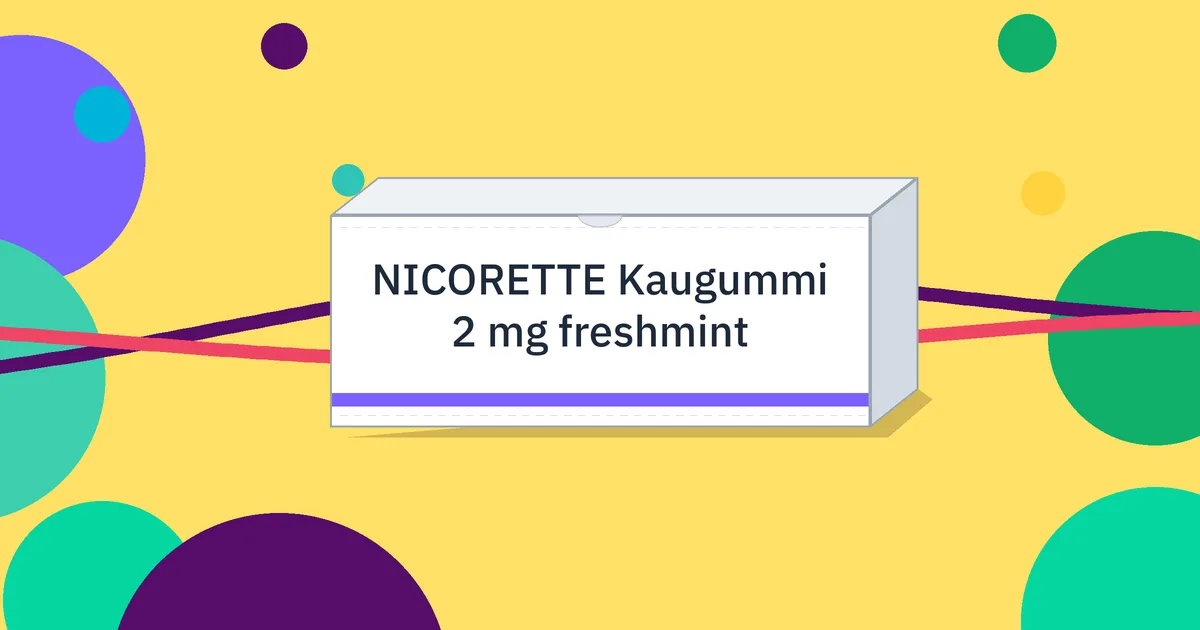 Symbolbild: Packung mit der Aufschrift NICORETTE Kaugummi 2 mg freshmint (PZN 16118488) – Verfügbarkeit und Bezug in Apotheken in Frankfurt am Main