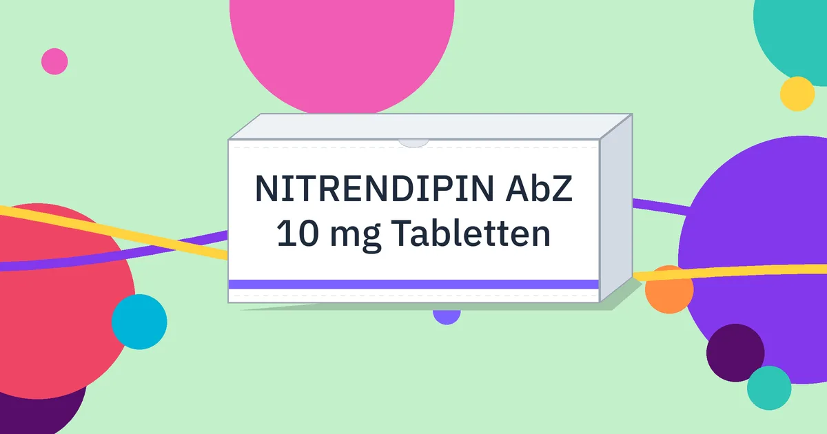 Symbolbild: Packung mit der Aufschrift NITRENDIPIN AbZ 10 mg Tabletten (PZN 01016635) – Verfügbarkeit und Bezug in Apotheken in Frankfurt am Main