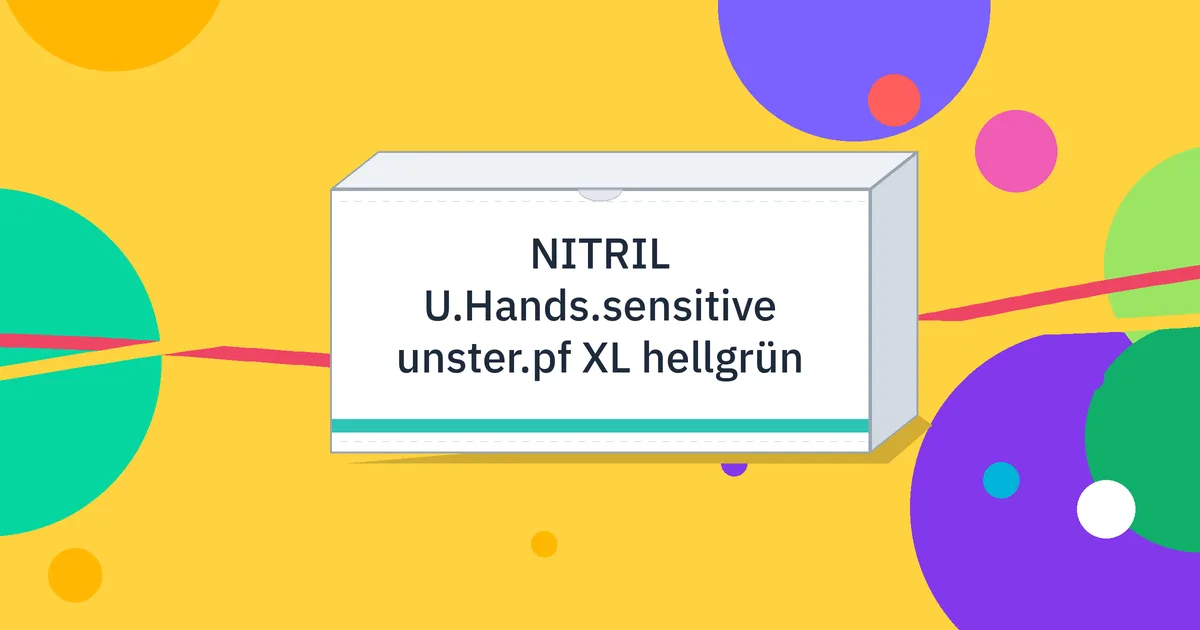 Symbolbild: Packung mit der Aufschrift NITRIL U.Hands.sensitive unster.pf XL hellgrün (PZN 11307256) – Verfügbarkeit und Bezug in Apotheken in Frankfurt am Main