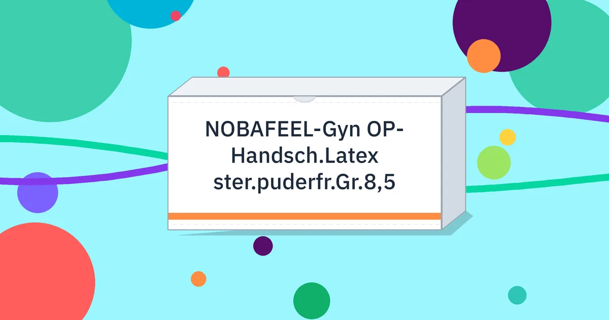 Symbolbild: Packung mit der Aufschrift NOBAFEEL-Gyn OP-Handsch.Latex ster.puderfr.Gr.8,5 (PZN 12421451) – Verfügbarkeit und Bezug in Apotheken in Frankfurt am Main