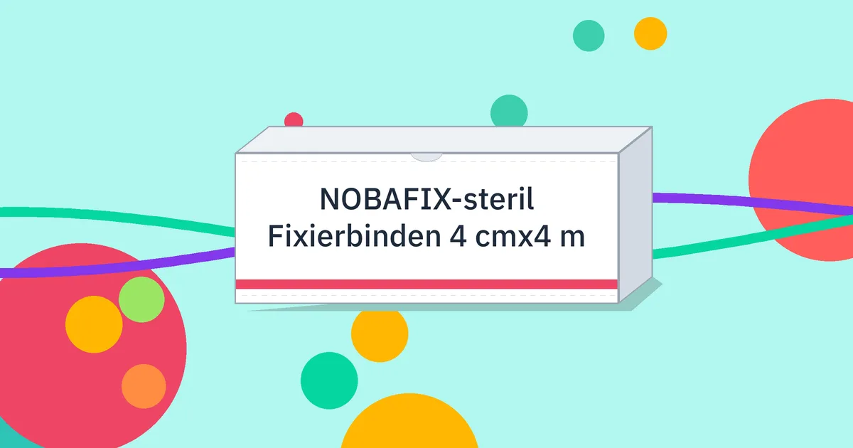 Symbolbild: Packung mit der Aufschrift NOBAFIX-steril Fixierbinden 4 cmx4 m (PZN 04932746) – Verfügbarkeit und Bezug in Apotheken in Frankfurt am Main