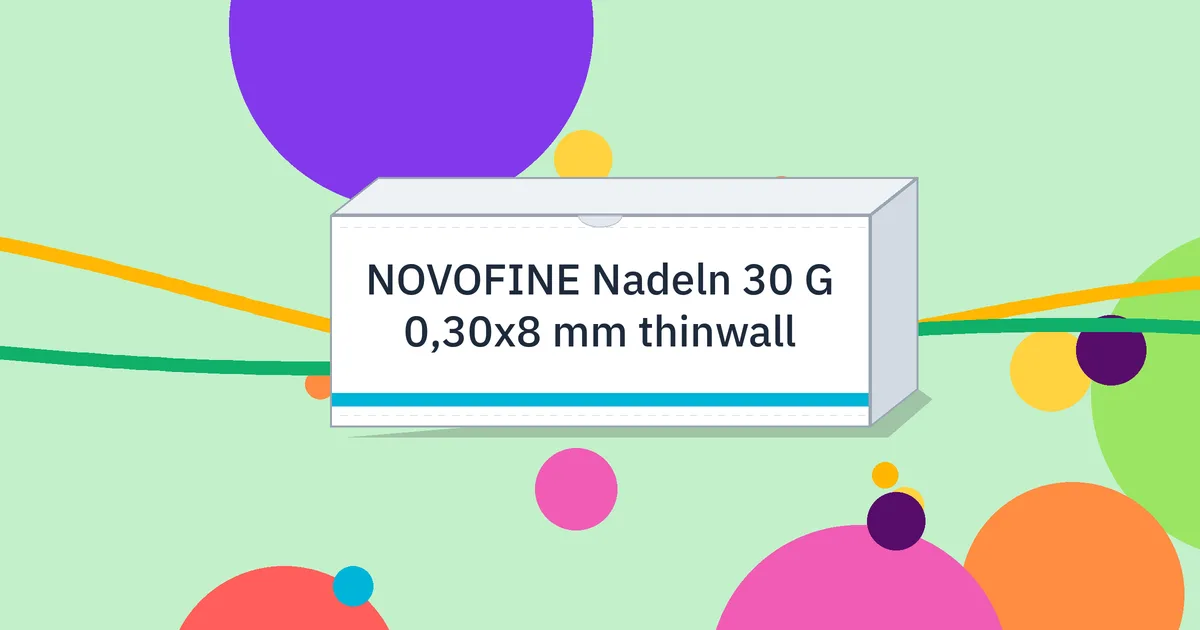 Symbolbild: Packung mit der Aufschrift NOVOFINE Nadeln 30 G 0,30x8 mm thinwall (PZN 16756177) – Verfügbarkeit und Bezug in Apotheken in Frankfurt am Main