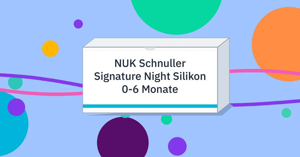 Symbolbild: Packung mit der Aufschrift NUK Schnuller Signature Night Silikon 0-6 Monate (PZN 16793698) – Verfügbarkeit und Bezug in Apotheken in Frankfurt am Main