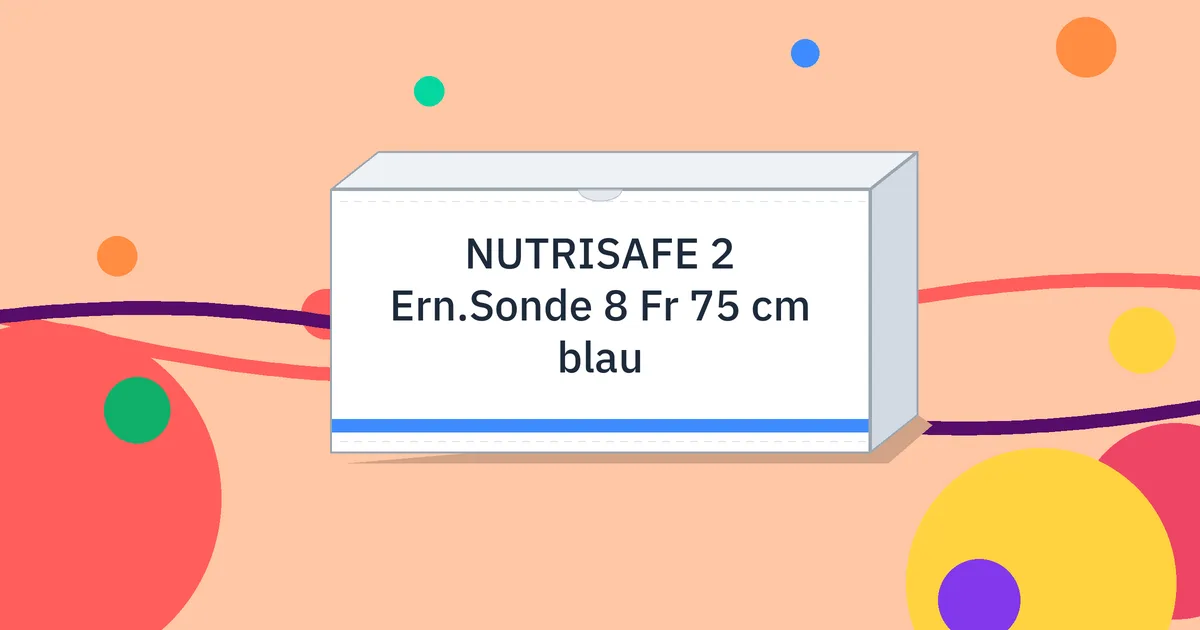 Symbolbild: Packung mit der Aufschrift NUTRISAFE 2 Ern.Sonde 8 Fr 75 cm blau (PZN 20066188) – Verfügbarkeit und Bezug in Apotheken in Frankfurt am Main
