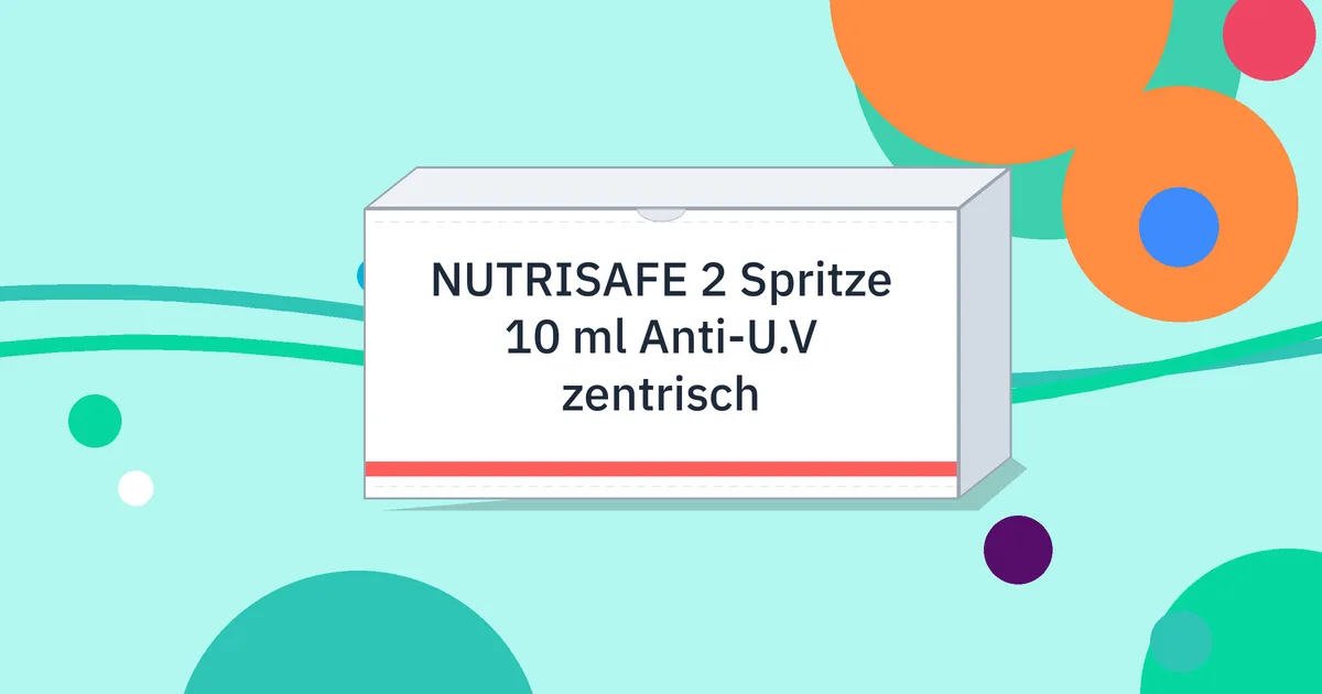 Symbolbild: Packung mit der Aufschrift NUTRISAFE 2 Spritze 10 ml Anti-U.V zentrisch (PZN 09381104) – Verfügbarkeit und Bezug in Apotheken in Frankfurt am Main