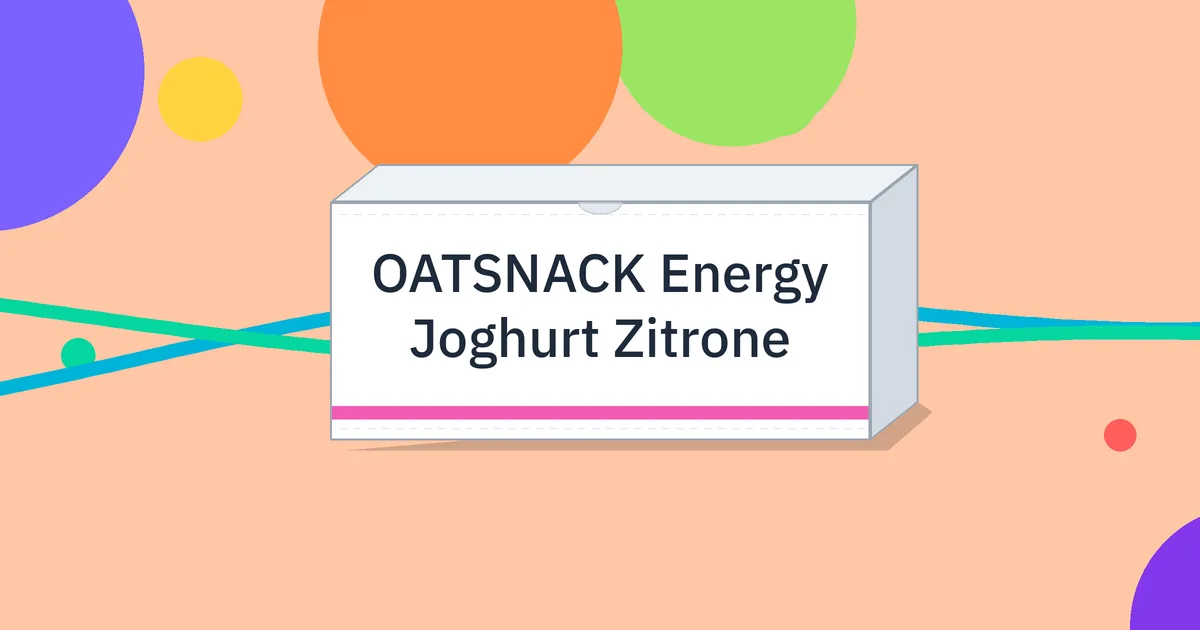 Symbolbild: Packung mit der Aufschrift OATSNACK Energy Joghurt Zitrone (PZN 03720203) – Verfügbarkeit und Bezug in Apotheken in Frankfurt am Main