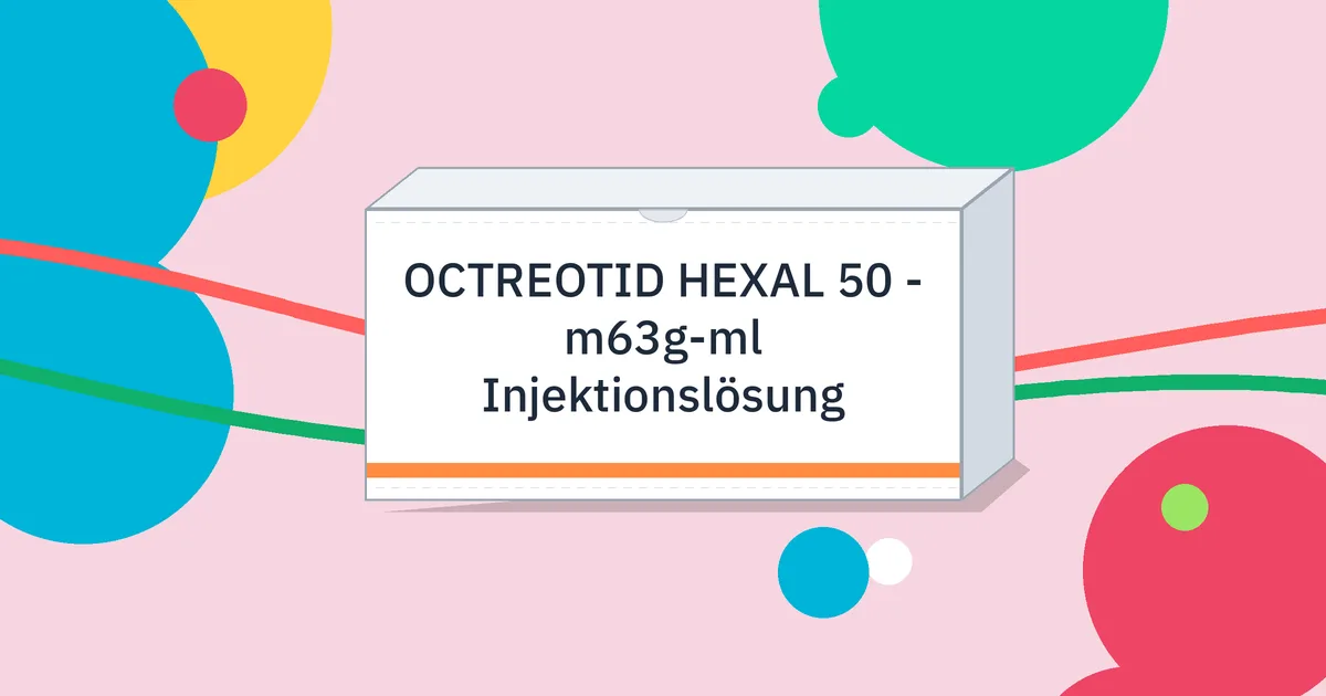 Symbolbild: Packung mit der Aufschrift OCTREOTID HEXAL 50 -m63g-ml Injektionslösung (PZN 06716001) – Verfügbarkeit und Bezug in Apotheken in Frankfurt am Main