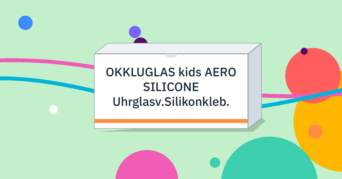 Symbolbild: Packung mit der Aufschrift OKKLUGLAS kids AERO SILICONE Uhrglasv.Silikonkleb. (PZN 19187900) – Verfügbarkeit und Bezug in Apotheken in Frankfurt am Main