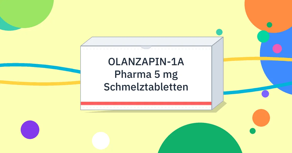 Symbolbild: Packung mit der Aufschrift OLANZAPIN-1A Pharma 5 mg Schmelztabletten (PZN 09122940) – Verfügbarkeit und Bezug in Apotheken in Frankfurt am Main