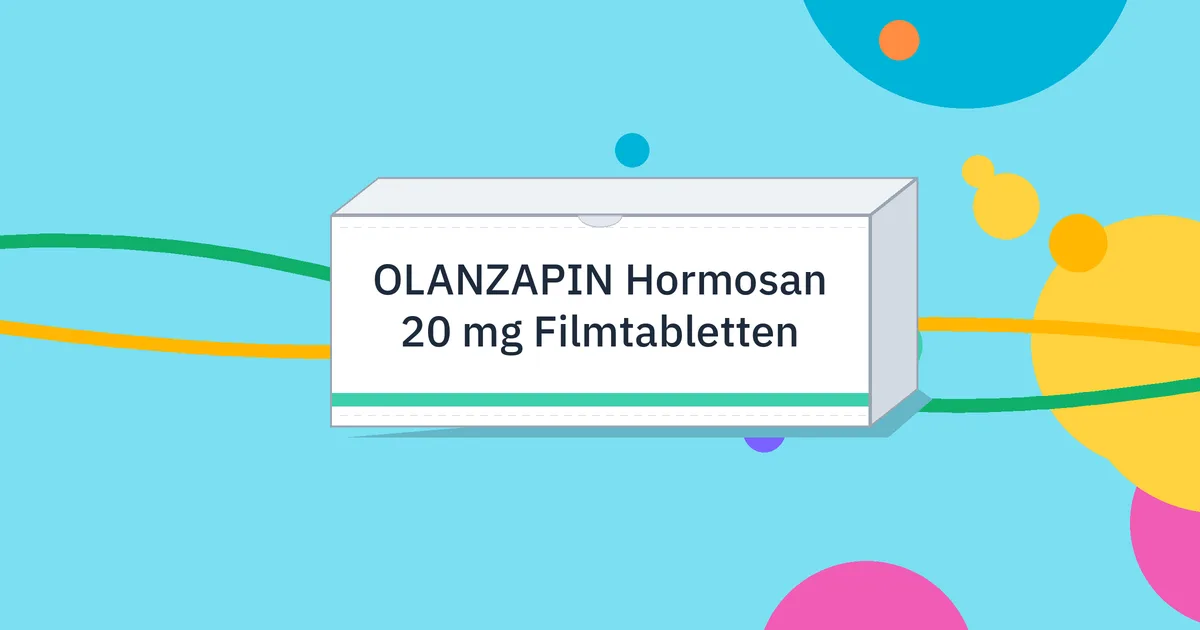 Symbolbild: Packung mit der Aufschrift OLANZAPIN Hormosan 20 mg Filmtabletten (PZN 09214613) – Verfügbarkeit und Bezug in Apotheken in Frankfurt am Main