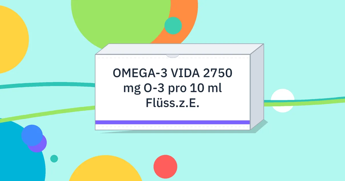 Symbolbild: Packung mit der Aufschrift OMEGA-3 VIDA 2750 mg O-3 pro 10 ml Flüss.z.E. (PZN 15399433) – Verfügbarkeit und Bezug in Apotheken in Frankfurt am Main