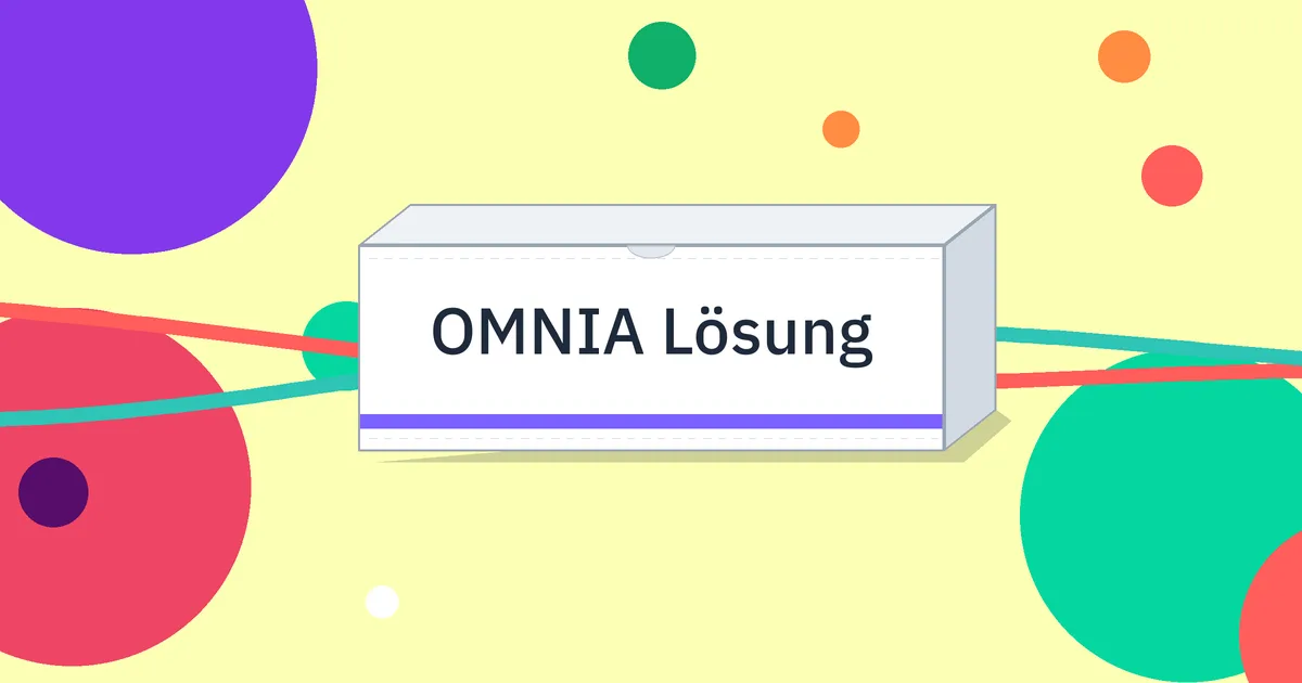 Symbolbild: Packung mit der Aufschrift OMNIA Lösung (PZN 05014923) – Verfügbarkeit und Bezug in Apotheken in Frankfurt am Main