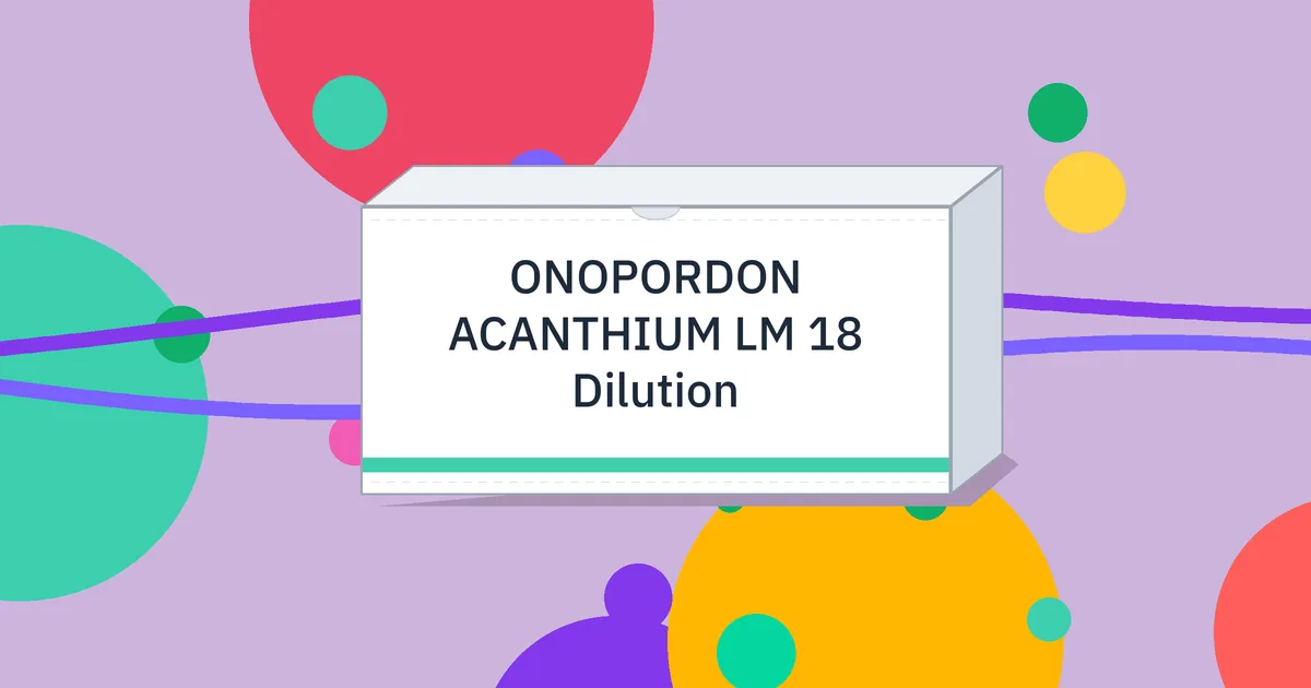 Symbolbild: Packung mit der Aufschrift ONOPORDON ACANTHIUM LM 18 Dilution (PZN 13626221) – Verfügbarkeit und Bezug in Apotheken in Frankfurt am Main