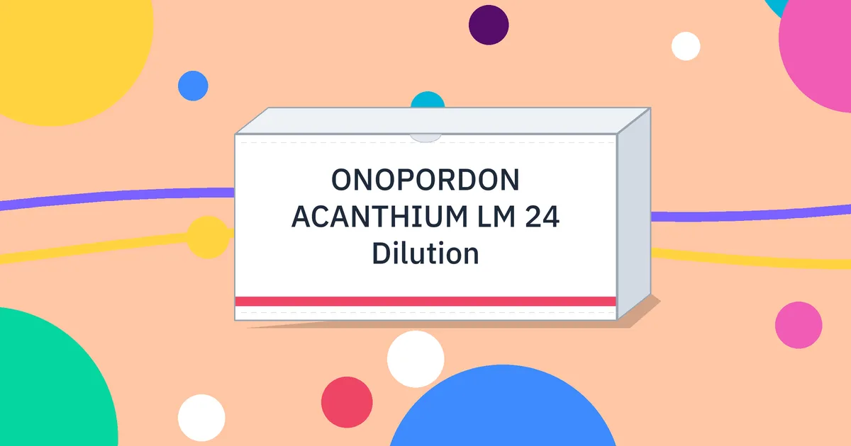 Symbolbild: Packung mit der Aufschrift ONOPORDON ACANTHIUM LM 24 Dilution (PZN 13626304) – Verfügbarkeit und Bezug in Apotheken in Frankfurt am Main