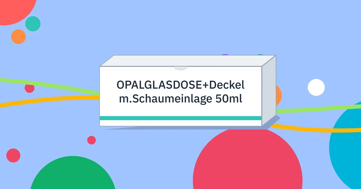 Symbolbild: Packung mit der Aufschrift OPALGLASDOSE+Deckel m.Schaumeinlage 50ml (PZN 18015226) – Verfügbarkeit und Bezug in Apotheken in Frankfurt am Main