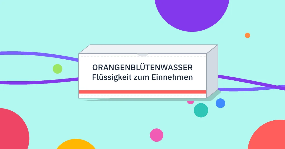 Symbolbild: Packung mit der Aufschrift ORANGENBLÜTENWASSER Flüssigkeit zum Einnehmen (PZN 15401408) – Verfügbarkeit und Bezug in Apotheken in Frankfurt am Main