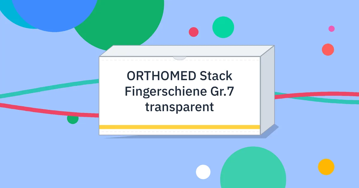 Symbolbild: Packung mit der Aufschrift ORTHOMED Stack Fingerschiene Gr.7 transparent (PZN 19466735) – Verfügbarkeit und Bezug in Apotheken in Frankfurt am Main