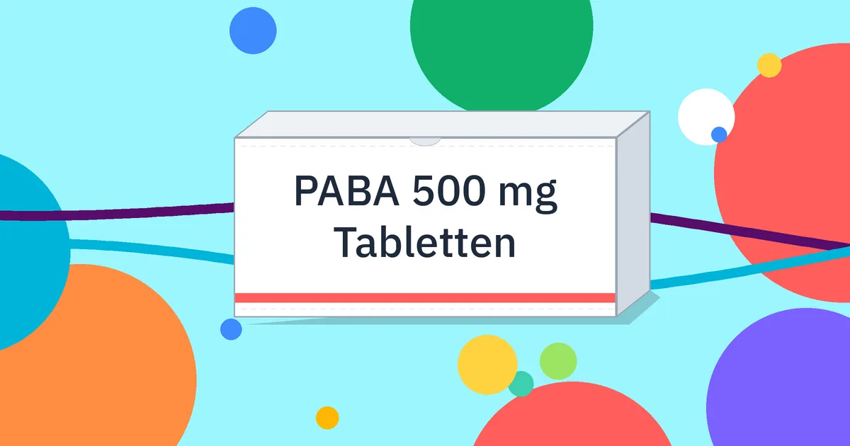 Symbolbild: Packung mit der Aufschrift PABA 500 mg Tabletten (PZN 09190321) – Verfügbarkeit und Bezug in Apotheken in Frankfurt am Main