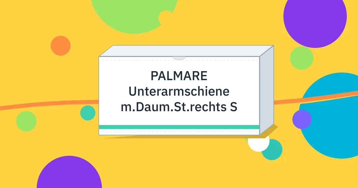 Symbolbild: Packung mit der Aufschrift PALMARE Unterarmschiene m.Daum.St.rechts S (PZN 02640206) – Verfügbarkeit und Bezug in Apotheken in Frankfurt am Main
