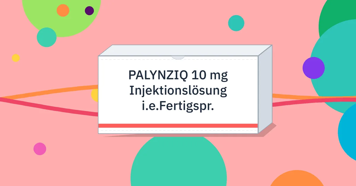 Symbolbild: Packung mit der Aufschrift PALYNZIQ 10 mg Injektionslösung i.e.Fertigspr. (PZN 15270113) – Verfügbarkeit und Bezug in Apotheken in Frankfurt am Main