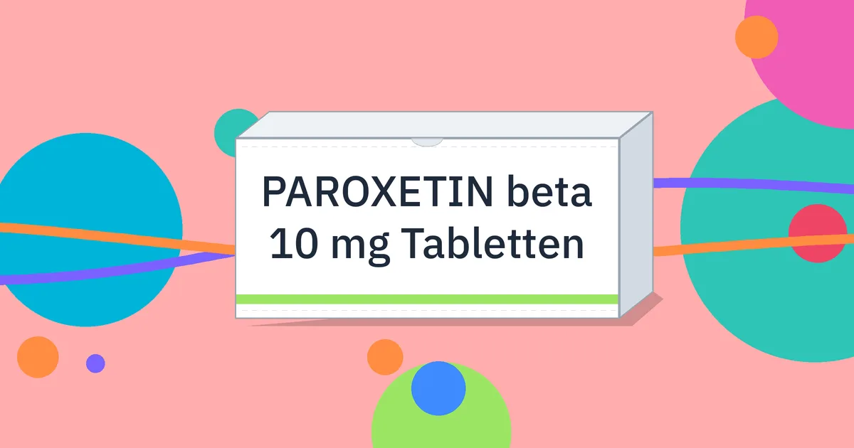 Symbolbild: Packung mit der Aufschrift PAROXETIN beta 10 mg Tabletten (PZN 04784487) – Verfügbarkeit und Bezug in Apotheken in Frankfurt am Main