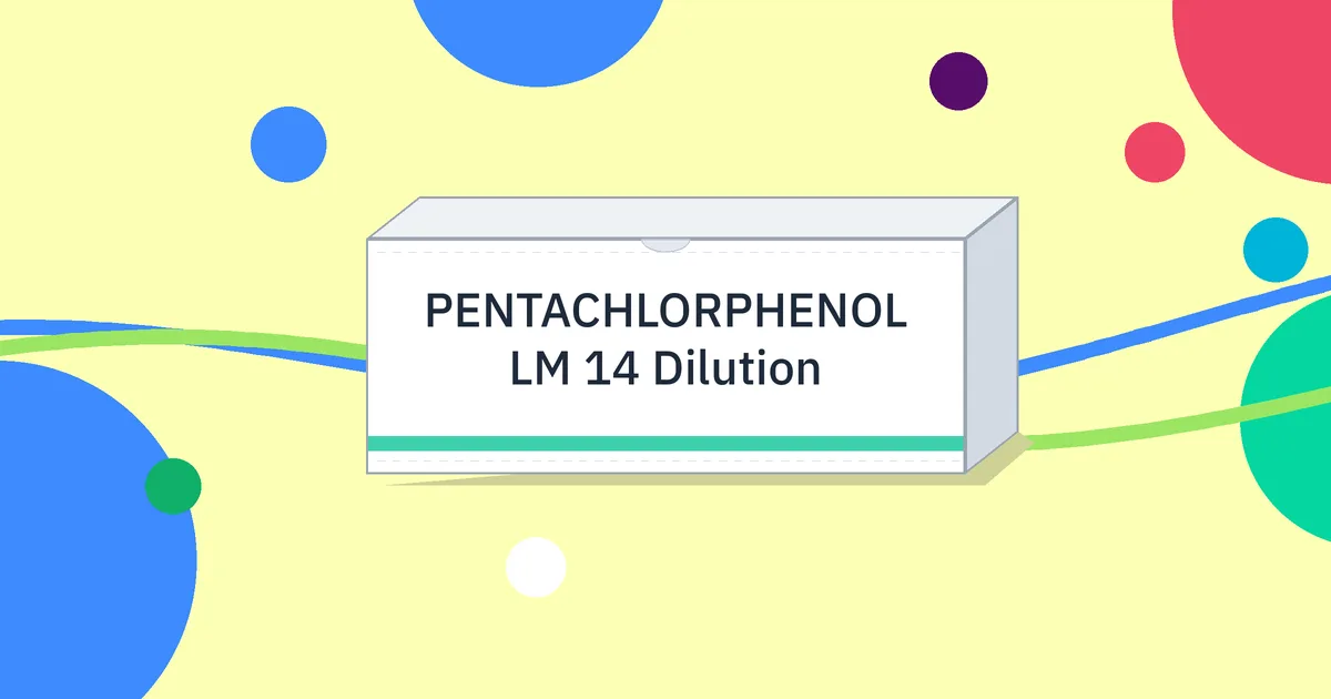 Symbolbild: Packung mit der Aufschrift PENTACHLORPHENOL LM 14 Dilution (PZN 13634189) – Verfügbarkeit und Bezug in Apotheken in Frankfurt am Main
