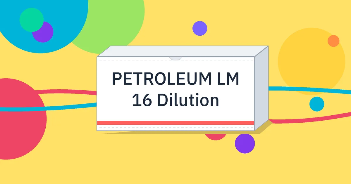 Symbolbild: Packung mit der Aufschrift PETROLEUM LM 16 Dilution (PZN 12977728) – Verfügbarkeit und Bezug in Apotheken in Frankfurt am Main
