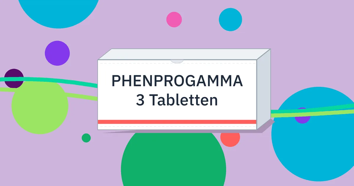 Symbolbild: Packung mit der Aufschrift PHENPROGAMMA 3 Tabletten (PZN 02704917) – Verfügbarkeit und Bezug in Apotheken in Frankfurt am Main