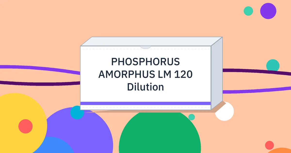 Symbolbild: Packung mit der Aufschrift PHOSPHORUS AMORPHUS LM 120 Dilution (PZN 13034727) – Verfügbarkeit und Bezug in Apotheken in Frankfurt am Main