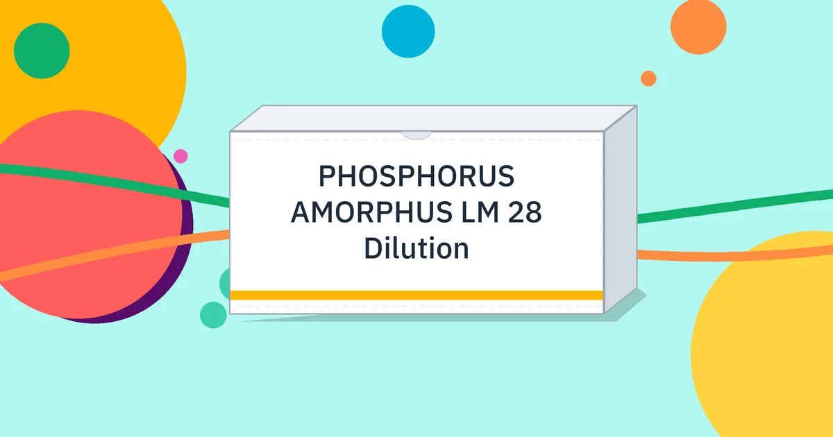 Symbolbild: Packung mit der Aufschrift PHOSPHORUS AMORPHUS LM 28 Dilution (PZN 13034609) – Verfügbarkeit und Bezug in Apotheken in Frankfurt am Main