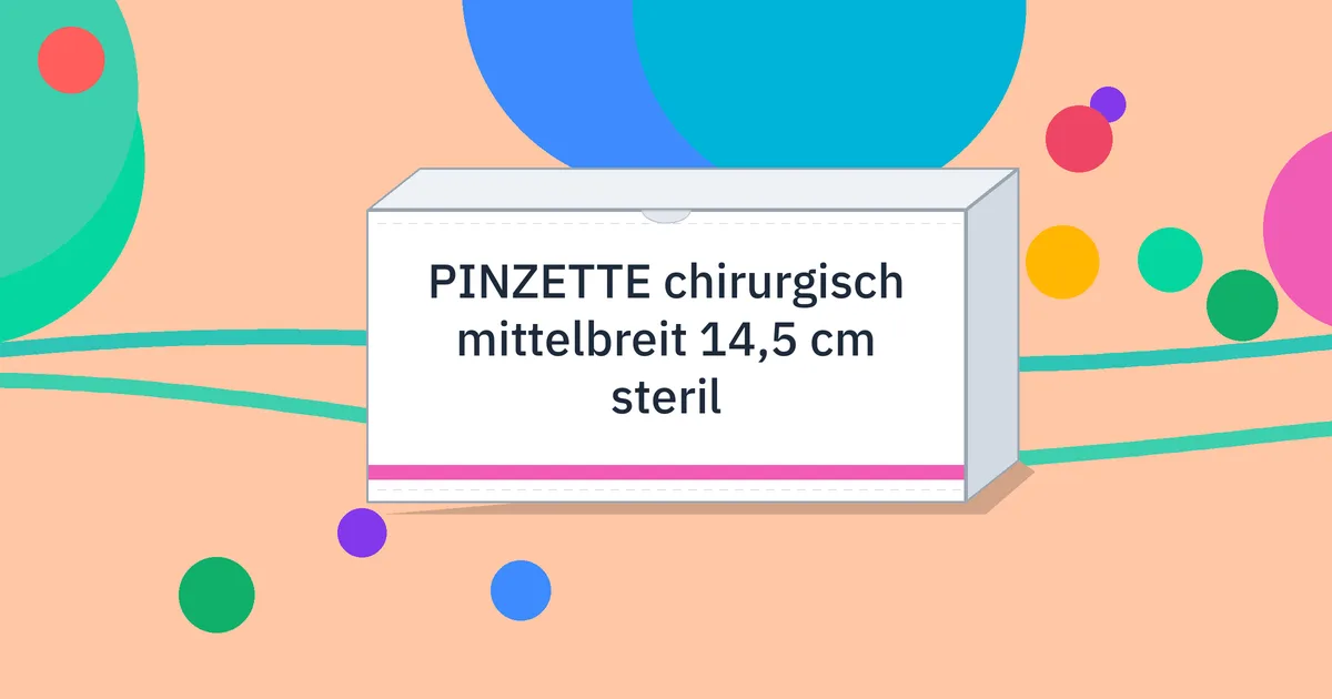 Symbolbild: Packung mit der Aufschrift PINZETTE chirurgisch mittelbreit 14,5 cm steril (PZN 17248342) – Verfügbarkeit und Bezug in Apotheken in Frankfurt am Main