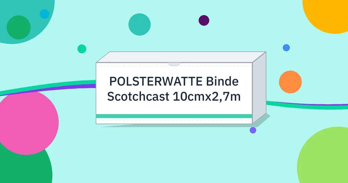 Symbolbild: Packung mit der Aufschrift POLSTERWATTE Binde Scotchcast 10cmx2,7m (PZN 07391682) – Verfügbarkeit und Bezug in Apotheken in Frankfurt am Main