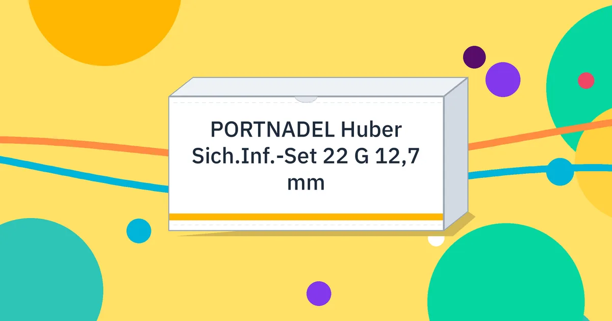Symbolbild: Packung mit der Aufschrift PORTNADEL Huber Sich.Inf.-Set 22 G 12,7 mm (PZN 16037353) – Verfügbarkeit und Bezug in Apotheken in Frankfurt am Main