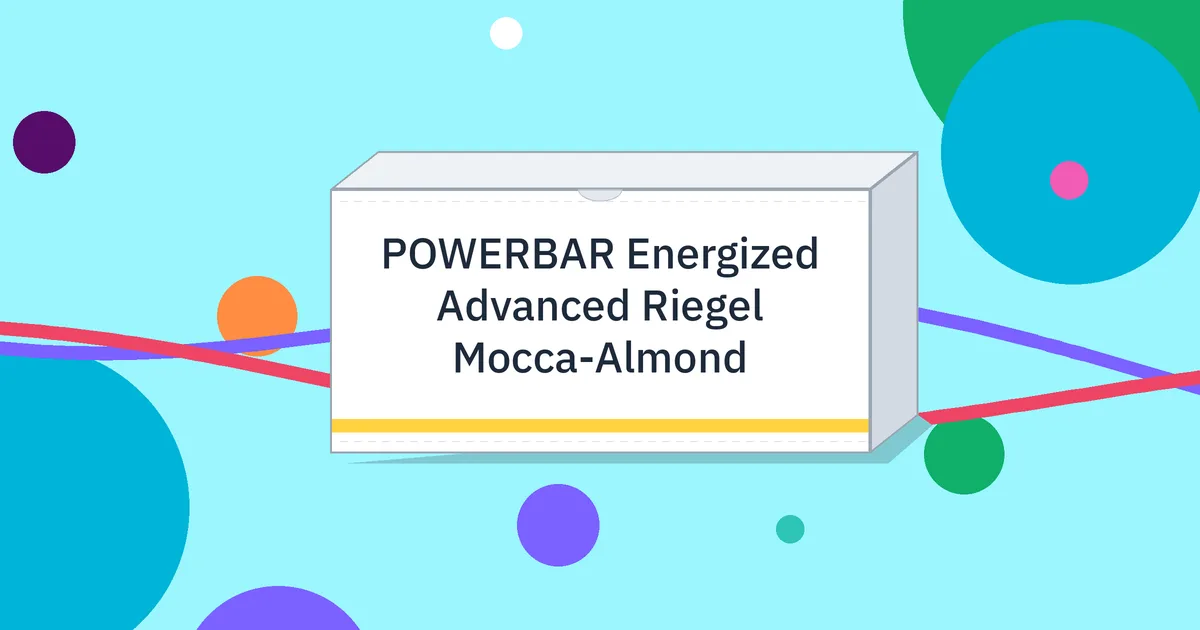 Symbolbild: Packung mit der Aufschrift POWERBAR Energized Advanced Riegel Mocca-Almond (PZN 18821111) – Verfügbarkeit und Bezug in Apotheken in Frankfurt am Main