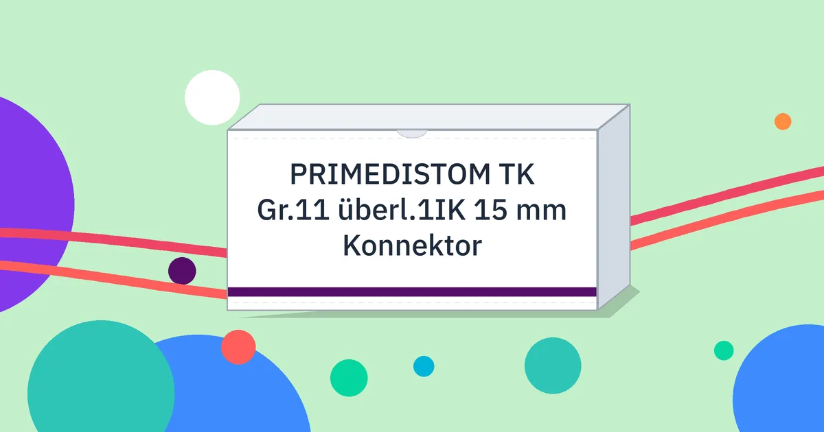 Symbolbild: Packung mit der Aufschrift PRIMEDISTOM TK Gr.11 überl.1IK 15 mm Konnektor (PZN 10209623) – Verfügbarkeit und Bezug in Apotheken in Frankfurt am Main