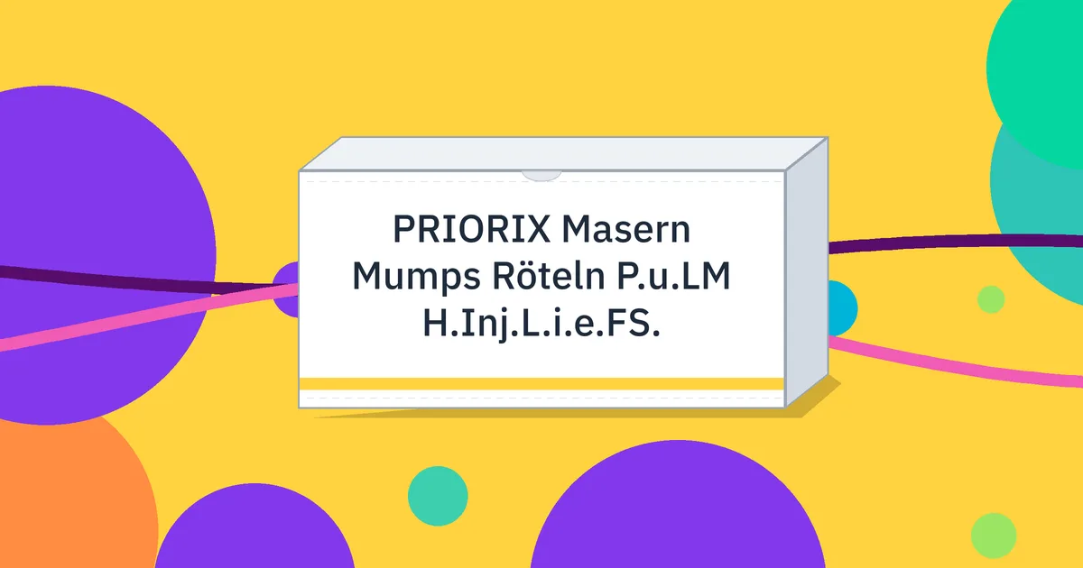 Symbolbild: Packung mit der Aufschrift PRIORIX Masern Mumps Röteln P.u.LM H.Inj.L.i.e.FS. (PZN 01603924) – Verfügbarkeit und Bezug in Apotheken in Frankfurt am Main