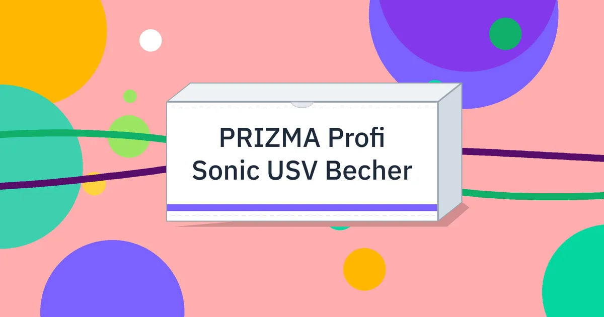Symbolbild: Packung mit der Aufschrift PRIZMA Profi Sonic USV Becher (PZN 20544162) – Verfügbarkeit und Bezug in Apotheken in Frankfurt am Main