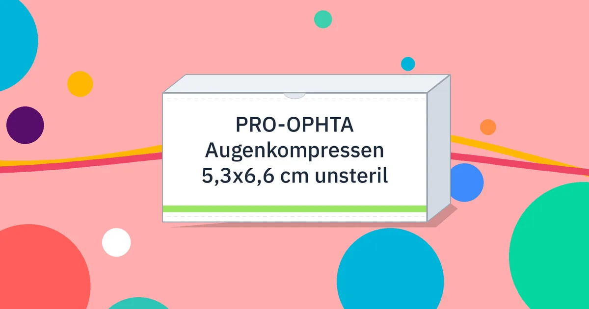Symbolbild: Packung mit der Aufschrift PRO-OPHTA Augenkompressen 5,3x6,6 cm unsteril (PZN 17491746) – Verfügbarkeit und Bezug in Apotheken in Frankfurt am Main