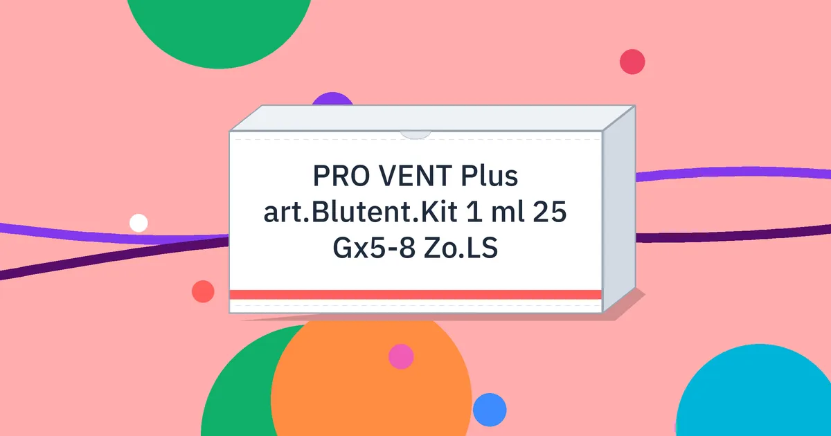 Symbolbild: Packung mit der Aufschrift PRO VENT Plus art.Blutent.Kit 1 ml 25 Gx5-8 Zo.LS (PZN 09218226) – Verfügbarkeit und Bezug in Apotheken in Frankfurt am Main