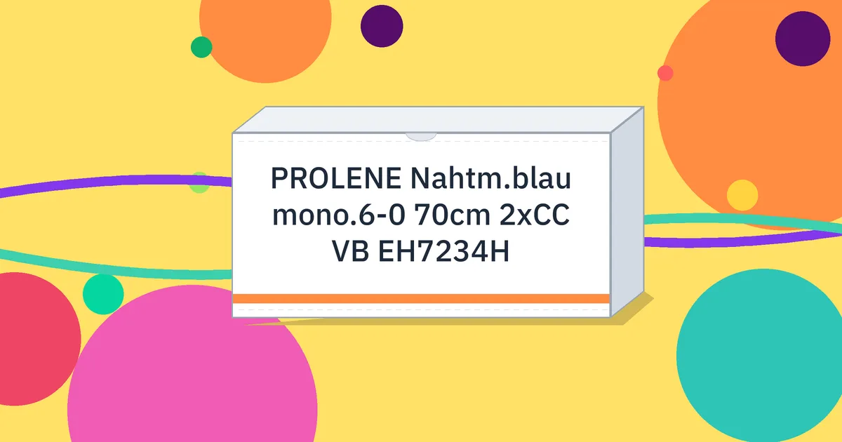 Symbolbild: Packung mit der Aufschrift PROLENE Nahtm.blau mono.6-0 70cm 2xCC VB EH7234H (PZN 20897788) – Verfügbarkeit und Bezug in Apotheken in Frankfurt am Main