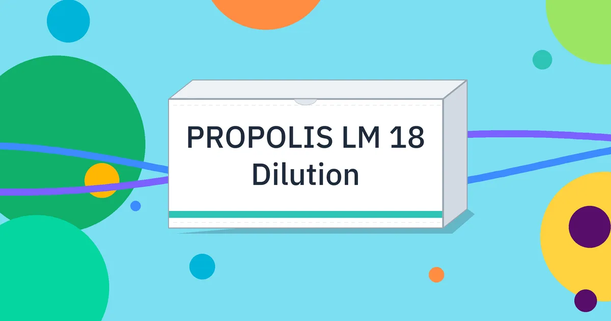 Symbolbild: Packung mit der Aufschrift PROPOLIS LM 18 Dilution (PZN 13044683) – Verfügbarkeit und Bezug in Apotheken in Frankfurt am Main
