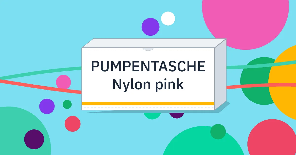 Symbolbild: Packung mit der Aufschrift PUMPENTASCHE Nylon pink (PZN 01547232) – Verfügbarkeit und Bezug in Apotheken in Frankfurt am Main